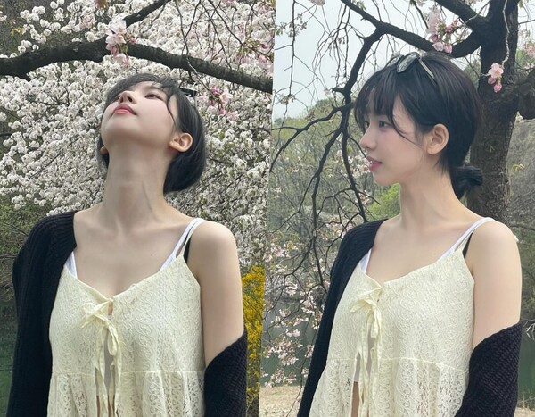 누가 꽃인지 모르겠네... 카리나 벚꽃 즐기는 근황